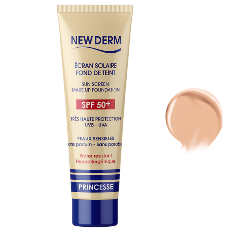NEW DERM ECRAN SOLAIRE FOND DE TEINT - alfariscosmetique